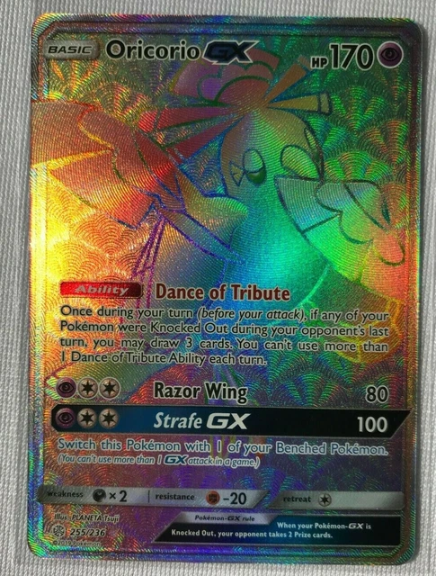 ORICORIO GX SECRET FULL ART HYPER RARE 255/236 Pokemon SM Cosmic ...