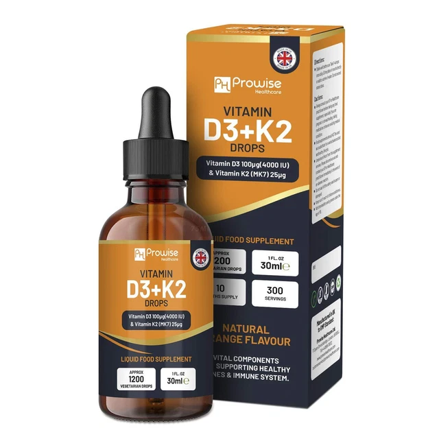 VITAMIN D3 4000IU + K2 MK7 25µg I Orange Liquid Drops I High Strength 4000iu D3 £12.99 - PicClick UK