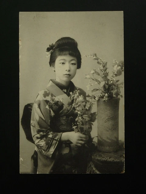 VECCHIA CARTOLINA GIAPPONESE Foto Oiran Geisha Maiko Donna 3-954 1873 ...