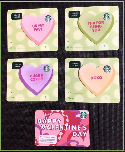 🇨🇦 CANADA 2025 Starbucks Valentines “💎” & Normal Gift Cards ( 5 Cards ...