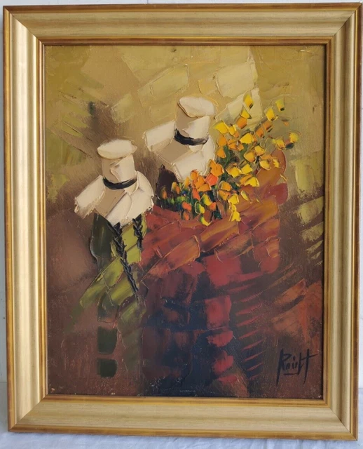 RAULT TABLEAU HUILE sur TOILE XXe Signe Composition aux Fleurs Peinture ...