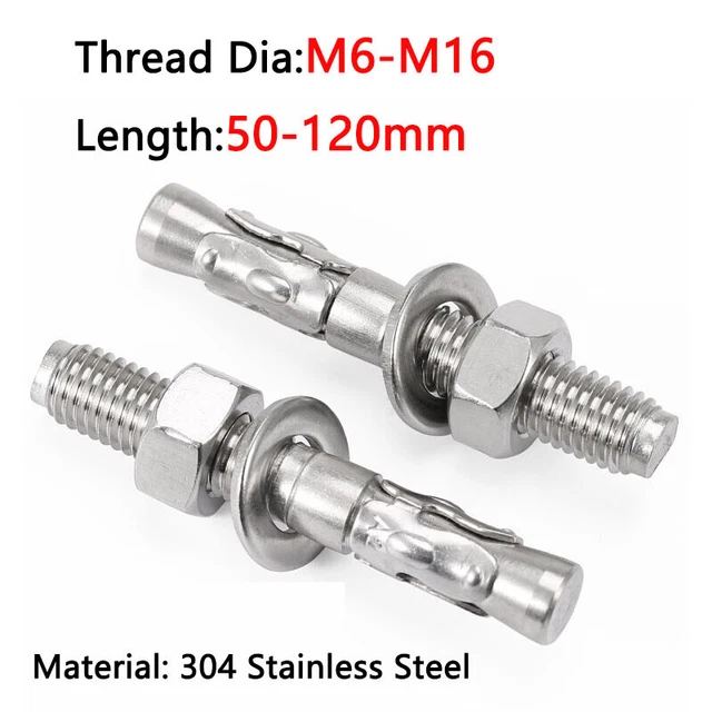 THROUGH BOLTS WALL Sleeve Anchor Wedge Bolt M6 M8 M10 M12 M16 A2 ...