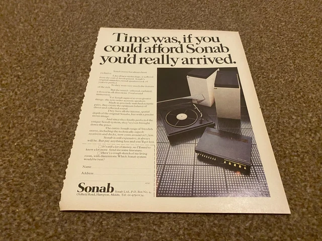 (HIFIB1) ADVERT 11X8& Sonab Stero Record Player System £8.99 - PicClick UK