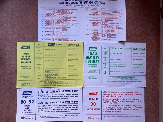 5 X WEST Midlands P.T.E Bus Service Posters - 1980's & 1990's £4.99 ...