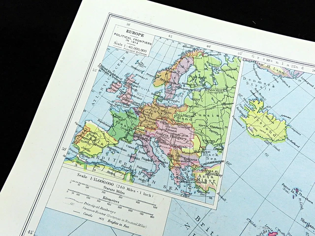 1945 WW2 MAP of Europe Political Frontiers Borders World War 2 ...