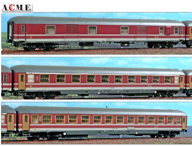 ACME 55251, FS Set "Espresso" n°3 carrozze Tipo UIC-X con carrozza ...