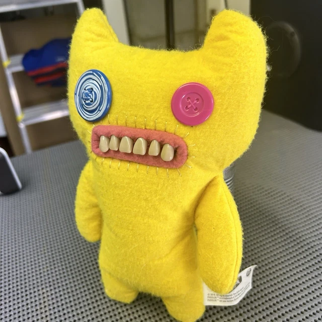 FUGGLER FUNNY UGLY Monster Yellow Plush 10" Button Eyes Teeth Rare ...