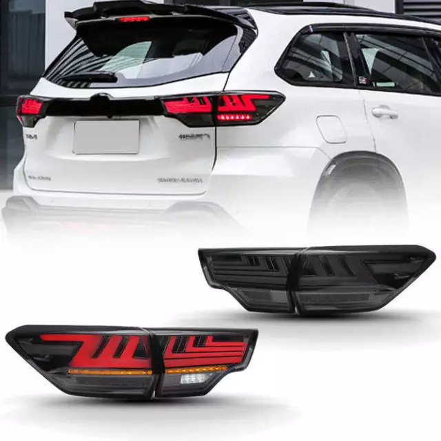 LED TAIL LIGHTS For 2TH Gen Toyota Highlander 2014-2019 Smoke Rear ...
