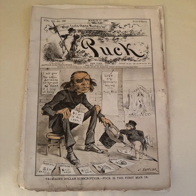 FIVE FRONT PAGE CARTOONS FROM 1880’s PUCK MAGAZINES £7.92 - PicClick UK