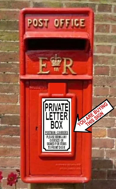 PRIVATE LETTER BOX ~ SIGN NOTICE traditional royal mail red wall post ...
