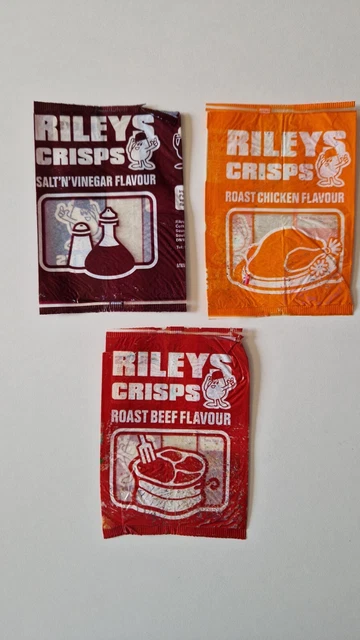 X3 RARE COLLECTABLE Empty Crisp Packet - Rileys (early design picture ...