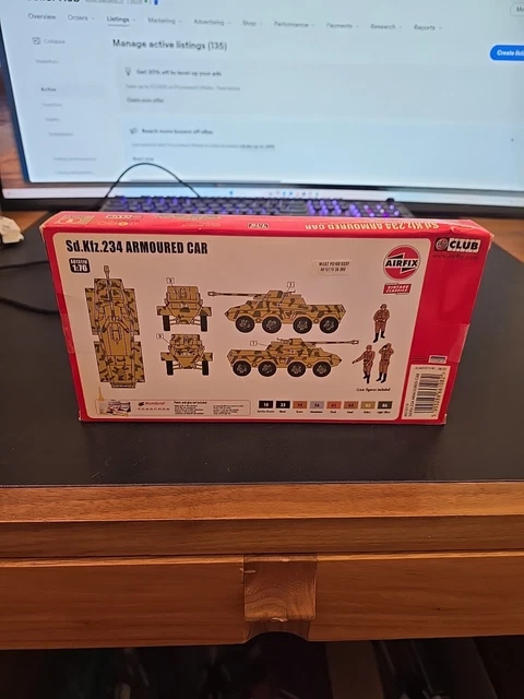 AIRFIX WW2 GERMAN Sd.kfz.234 Armoured Car 1:76 Scale Model Kit 8 ...