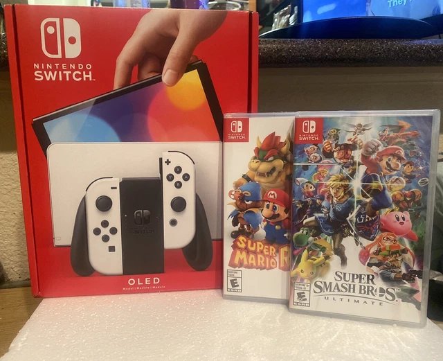 Nintendo Switch Oled Bundle Super Smash Bros Ultimate And Super Mario
