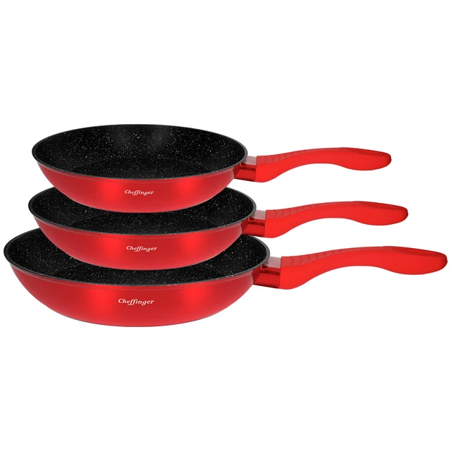 LOT DE 3 Poêles à Frire avec Revêtement à Effet Marbre et Couche Antiadhésive EUR 62,90 ...