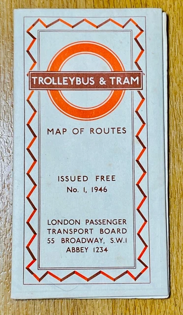 TROLLEYBUS & TRAM Map of Routes No.1 1946 London Transport Underground ...