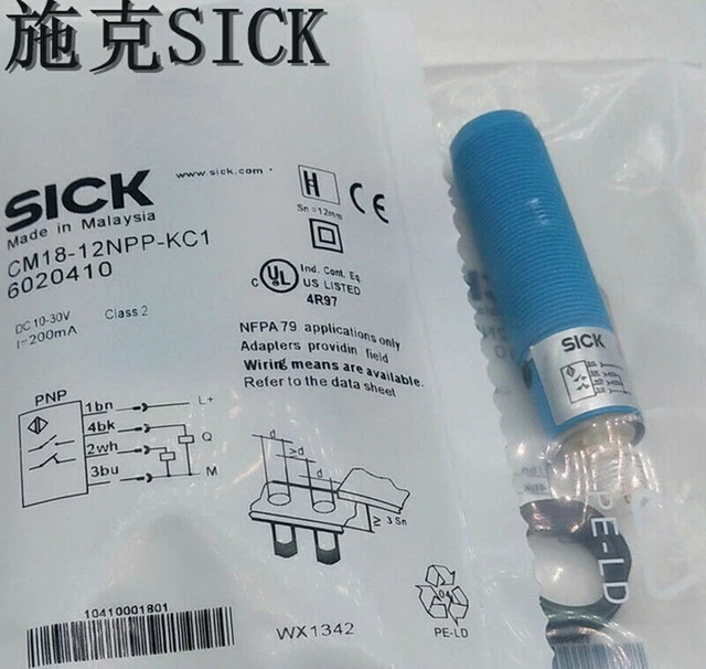 1PC SICK CM18-12NPP-KC1 CYLINDRICAL THREADED CAPACITIVE PROXIMITY ...