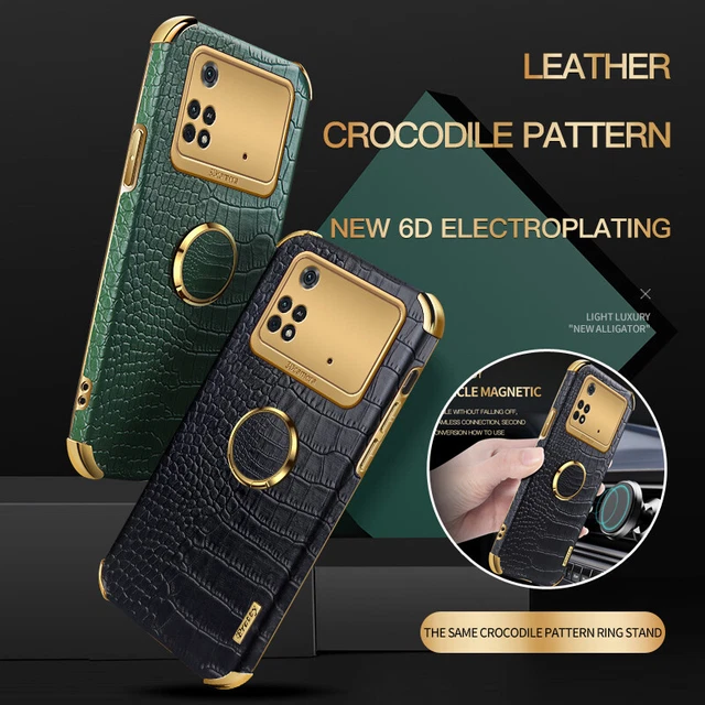 FÜR XIAOMI POCO M4 Pro X4 Pro 5G Magnet Krokodil Leder Ring Rückseite ...