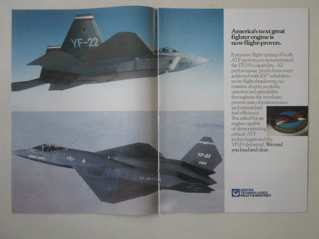 2-4/1991 PUB PRATT & Whitney Yf119 Military Engine Atf Yf-22 Yf-23 ...