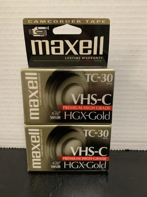 PACK OF 2 Maxwell VHS-C TC-30 HGX-Gold Premium High Grade Video Tapes New Sealed $15.00 ...