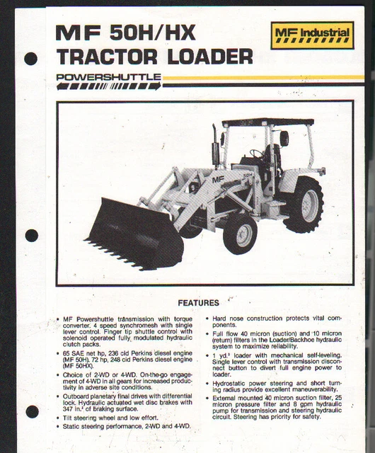 MASSEY FERGUSON &MF 50H/HX" Powershuttle Tractor Loader Brochure Leaflet £7.00 - PicClick UK