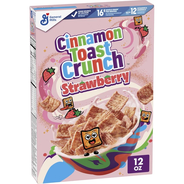 CINNAMON TOAST CRUNCH Breakfast Cereal, Crispy Strawberry Cereal, 12 oz ...