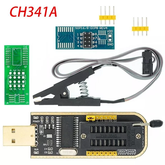 SOP8 TEST CLIP Flash BIOS CH341A Programmer 24 25 Series EEPROM USB ...