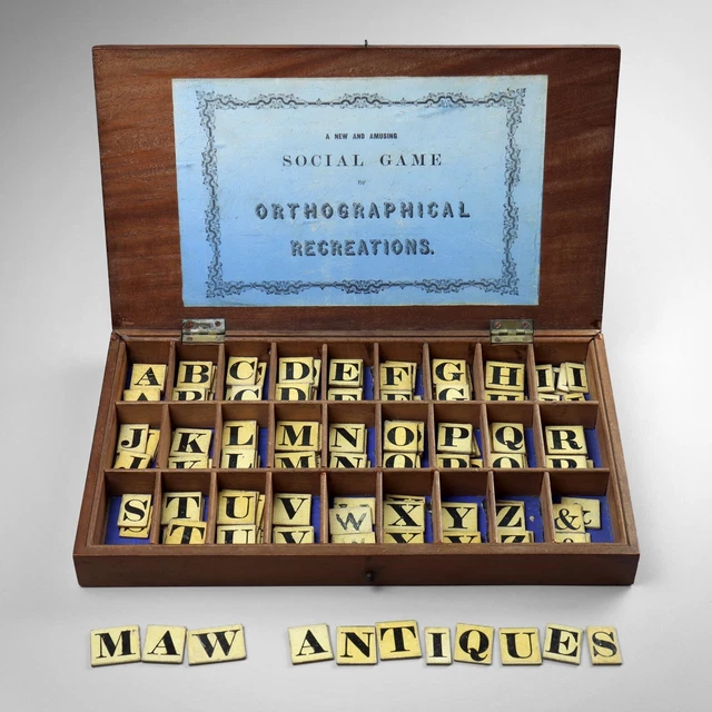 ANTIQUE 19TH CENTURY Victorian Spelling Alphabet Game in Original Box £ ...
