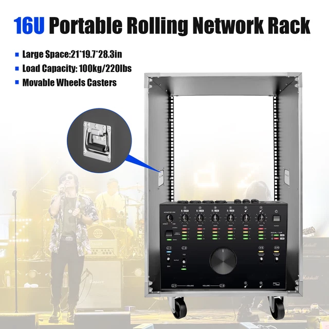 16U SERVER RACK Open Frame Rolling Network Data Rack 19 inch w/ Casters ...