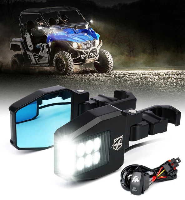 PAIR UTV SIDE Rear View Mirrors w/ Spot Light for Polaris Ranger RZR ... PAIR UTV SIDE Rear View Mirrors w/ Spot Light for Polaris Ranger RZR ...