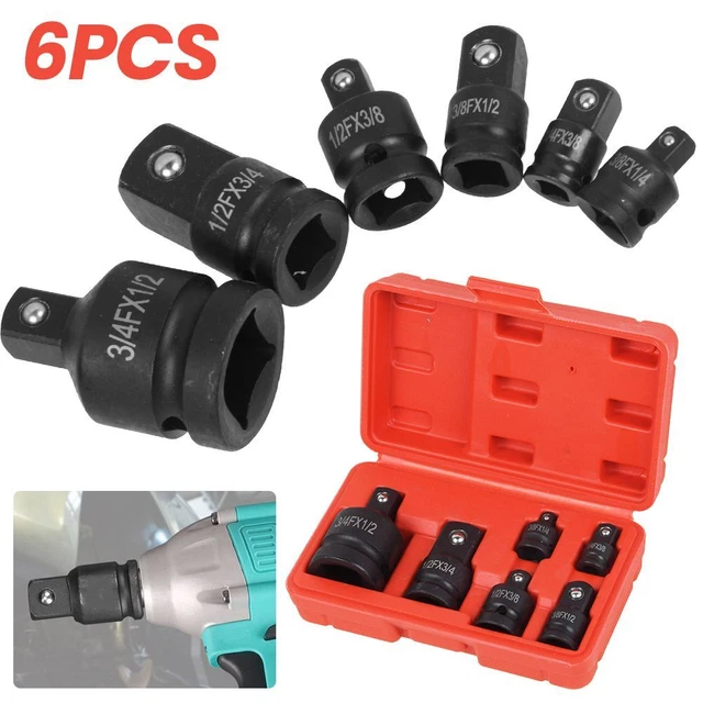 6 TLG STECKNUSS Adapter Satz Schlagschrauber Nuss Set 1/4 3/8 1/2 auf 3/4 Zoll EUR 10,19 ...