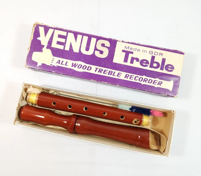 VINTAGE VENUS ALL Wood Treble Recorder w/ Original Box Made In GDR $39. ...