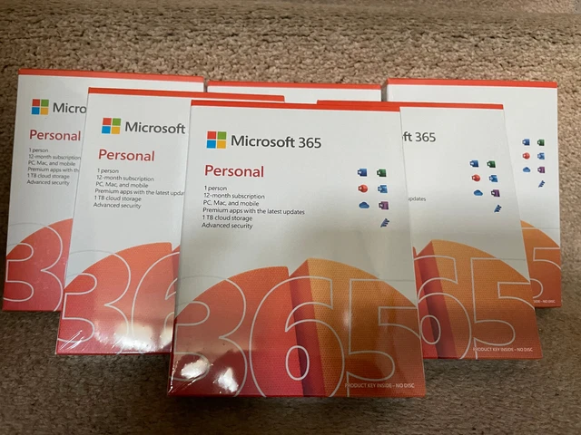 MICROSOFT OFFICE 365 Personal 5 Device 1 Anno 1 Utente PC/Mac BOX IVA ...