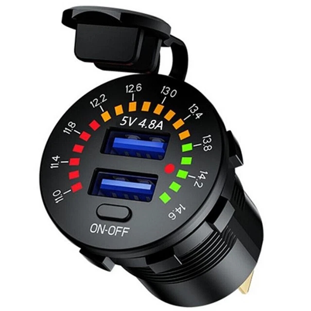 12V DUAL 4.8A USB Car Charger 2 Port Adapter LED Voltmeter Socket Fast Charging $22.61 - PicClick CA