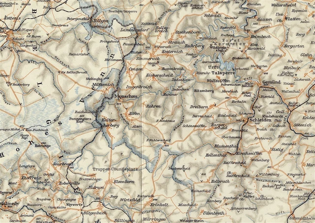 1925 ORIGINAL VINTAGE Map Of National Park Eifel North-Rhine Westphalia ...