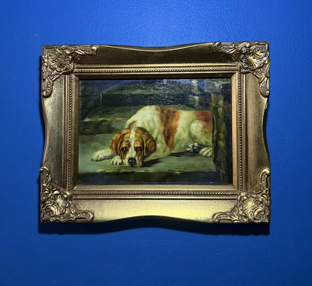 ANTIQUE LATE 19TH Early 20th Century Portrait Of a Dog Oil Painting £200.00 - PicClick UK