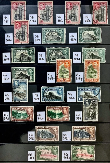 CEYLON KGVI 1938-49 Complete Collection SG #386-97a + 1952 10r-20r VFU ...