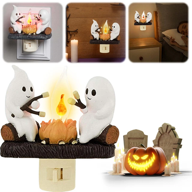 LED GHOST CAMPFIRE Flickering Night Light Plug Into Wall Resin Home ...