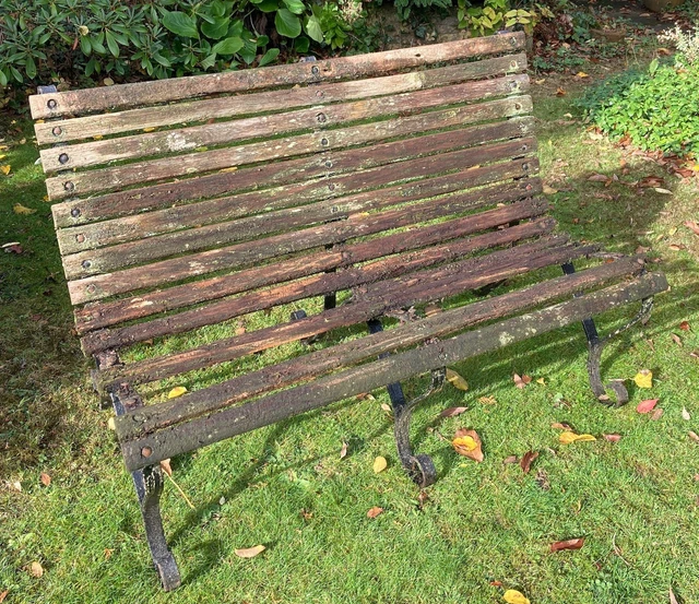 VINTAGE / ANTIQUE IRON GARDEN STRAP BENCH for restoration PRICE REDUCED ...