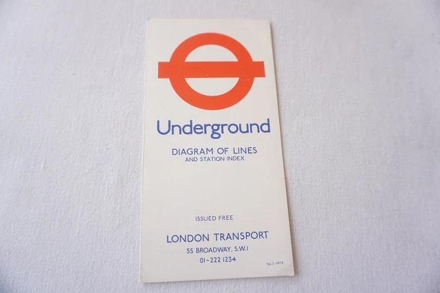 1974 NO. 2 London Transport Underground Map Diagram Lines Tube Ref 874 ...