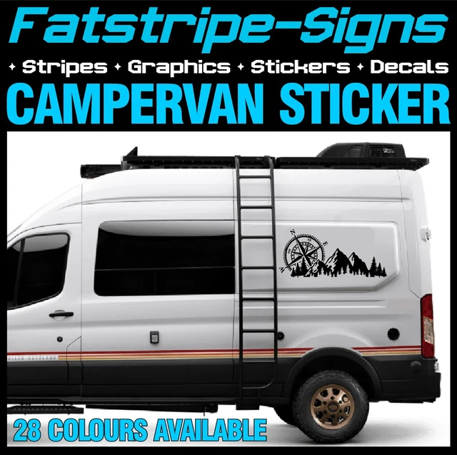 COMPASS & MOUNTAIN Stickers Graphics Decals Campervan Motorhome Day Van ...