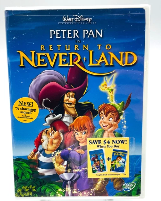 DISNEY PETER PAN Return To Never Land DVD + Digital Vaulted Out Of ...