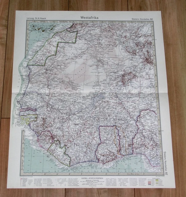 1932 ORIGINAL MAP Of Western Africa Rio De Oro Sahara Senegal Liberia ...