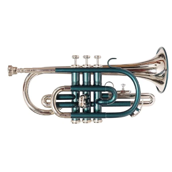 TROMPETA CORNET BB 3 válvulas verde/niquelado por Zaima con estuche rígido + boquilla EUR 175,52 ...