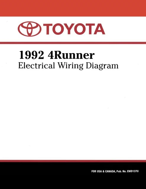 1992 TOYOTA 4RUNNER Wiring Diagrams Schematics Layout Factory OEM EUR ...