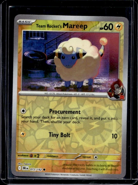 2025 POKEMON SV Destined Rivals Team Rocket's Mareep Reverse Holo #072/ ...