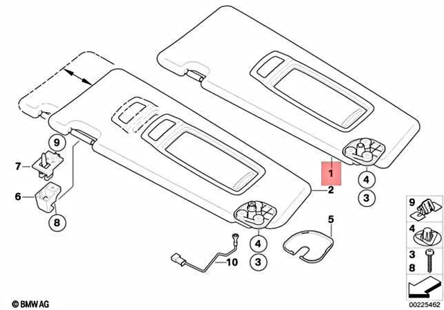 GENUINE BMW X5 E70 X5 3.0d 3.0sd 3.0si Right Sun Visor Make-Up Lamp ...
