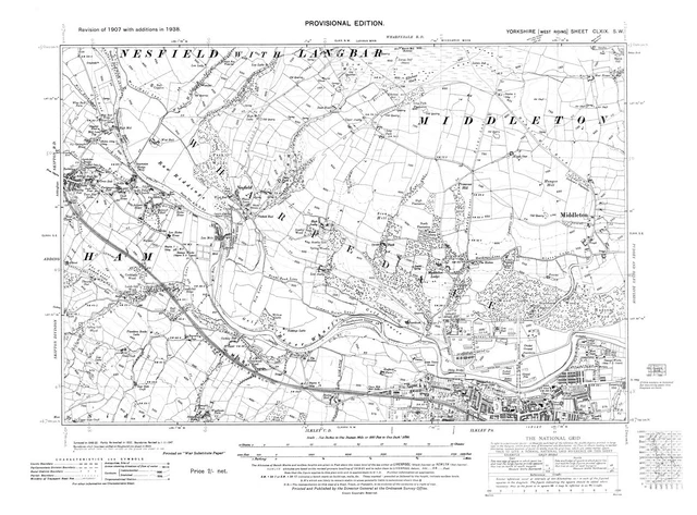 OLD MAP OF Ilkley (NW), Addingham, Middleton, Yorkshire -1938 - Repro ...