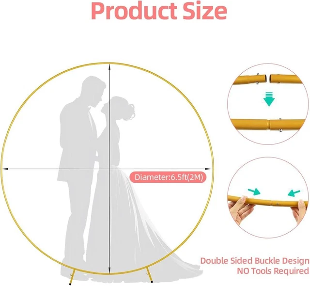 ROUND BACKDROP STAND 6.5FT Gold Circle Arch Stand Metal Balloon Wedding ...