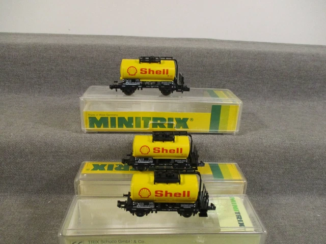 MINITRIX N 13984 Güterwagen Kesselwagen "Shell" 3 Stück in OVP H76 EUR ...