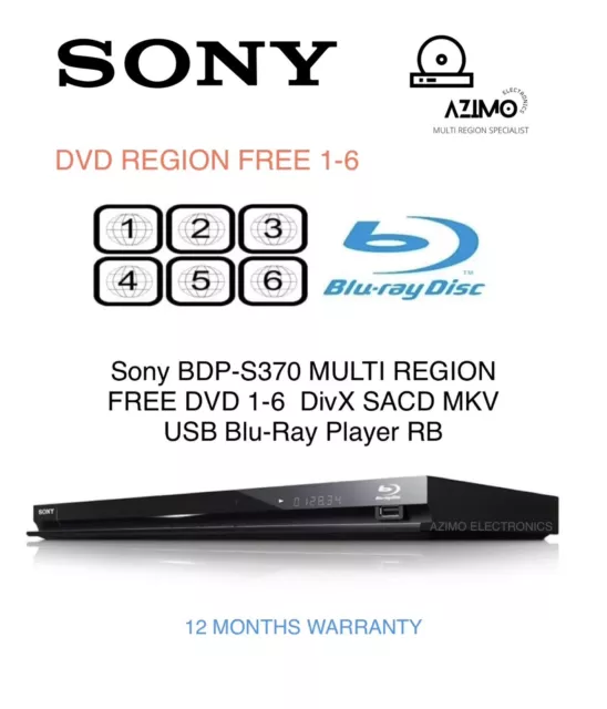 SONY BDP-S370 MULTI REGION FREE DVD 1-6 DivX SACD MKV USB Blu-Ray ... SONY BDP-S370 MULTI REGION FREE DVD 1-6 DivX SACD MKV USB Blu-Ray ...